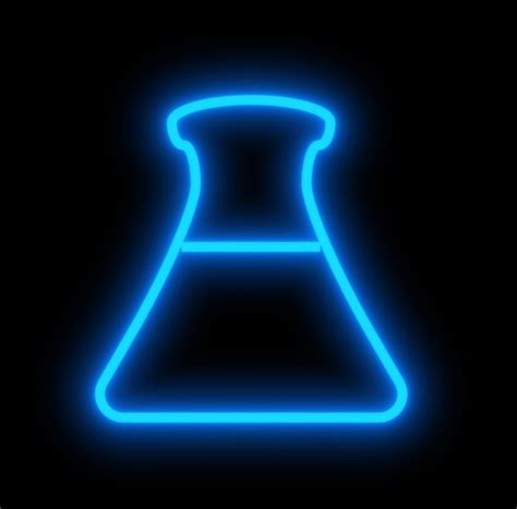 Premium Photo Neon Blue Outline Of A Laboratory Flask On A Black Background