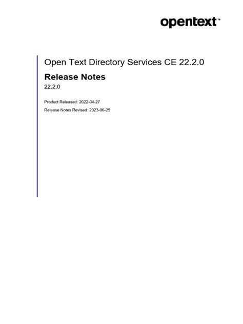 Opentext Directory Services 2220 Release Notes Pdf Java Software Platform Java