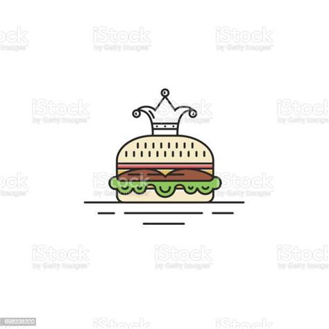 패스트 푸드로얄 햄버거의 벡터 선 스타일 아이콘입니다 0명에 대한 스톡 벡터 아트 및 기타 이미지 0명 개념 개념 기호