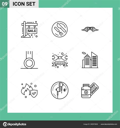 Modern Set Outlines Symbols Sport Football Knife Exercise Male Editable Stock Vector By ©flatart