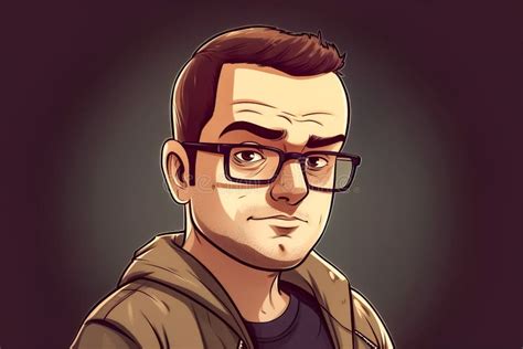 Cartoon Man With Glasses Generative Ai Stock Illustration