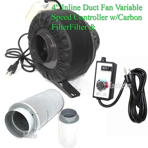 4 Variable Speed Control Inline Hydroponic Duct Fan Blower 190cfm