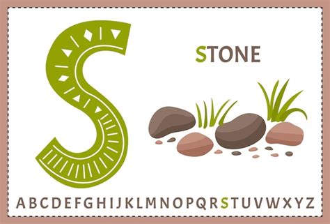 Premium Vector A Letter S With Rocks And Grass On The Bottom