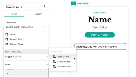 The Date Picker Components Default Date Now Has Access To Magic Text Info And Announcements Adalo
