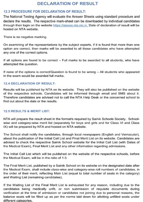 Declaration Of Result Sainik School Mainpuri Up Mod Govt Of India