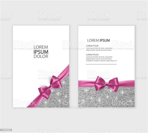 선물 바우처 카드 템플릿 광고 또는 판매의 집합입니다 반짝이 텍스처와 현실적인 활 일러스트 벡터 Eps 10 서식 파일 개념에