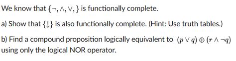Solved We Know That V Is Functionally Complete A Chegg