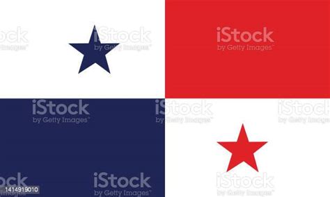파나마의 공식 국기의 벡터 일러스트레이션 파나마 국기 국기는 두 개의 다섯 개의 뾰족한 별 하나의 파란색과 하나의 빨간색으로 분기 된 흰색 빨간색 흰색 국기로 구성됩니다