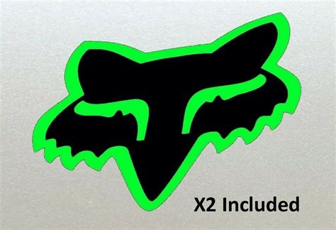 2 X Fox Racing Head Green Outline And Black Fox Racing Logo Stickers