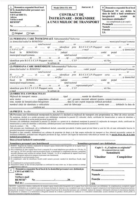 Contract Vanzare Cumparare Auto Model 2022 Auto Vrom