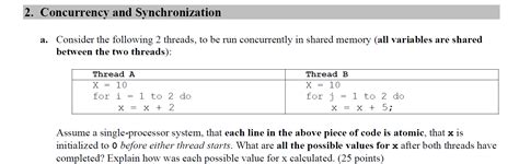 Solved 2 Concurrency And Synchronization A Consider The