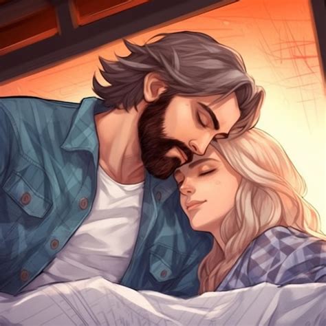 A Couple Of People Laying In Bed With A Blanket Generative Ai Premium