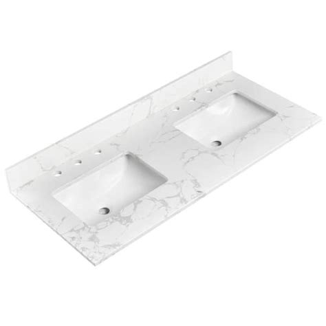 Yasinu 48 In W X 22 In D Engineered Stone Composite White Rectangular