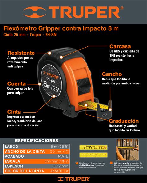FlexÓmetro 8 M PlÁstico Truper The Home Depot México
