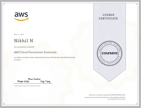 Nikhil N On Linkedin Awscommunity Awscloudpractitioner Coursera Cloudcomputingservices