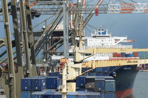 Cargo Operation In Container Terminal In Port Of Kingston Where Various