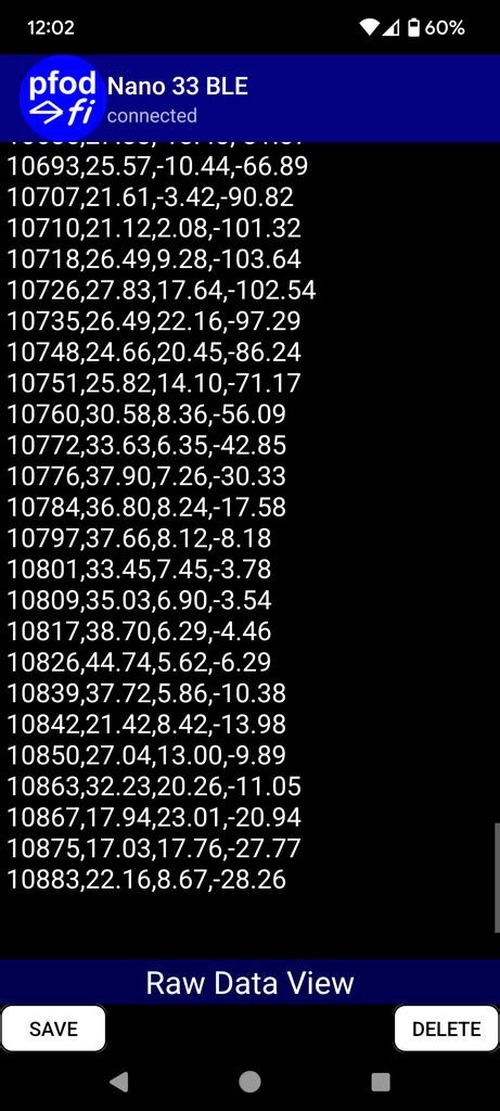 high speed nano 33 ble remote data logging and plotting no android
