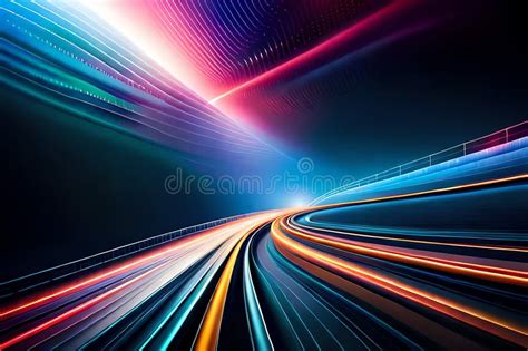 A Colorful Abstract Background With Lines And Dots On A Black Background Generative Ai Stock