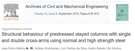 Our Recent Article On Structural Behaviour Of Prestressed Stayed Columns With Single And Double