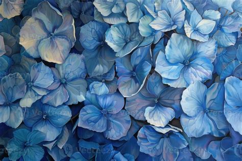 Beautiful Blue Hydrangea Flowers Creating Floral Background 47906252