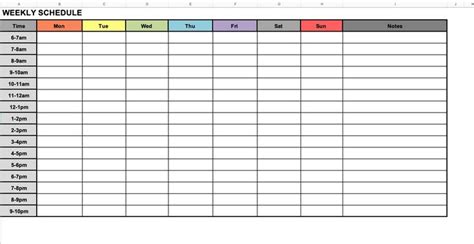 Weekly Schedule Excel Template Weekly Planner Daily Schedule Weekly Planner Weekly Schedule