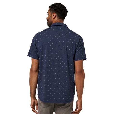 Travismathew Comfortknit Geo Button Up Golf Polo Shirt Total Eclipse