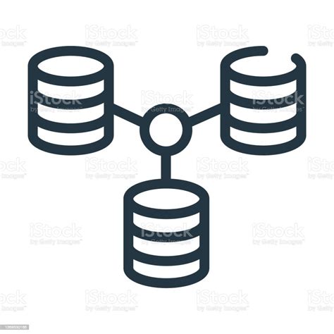 Database Interconnected Thin Line Icon Interconnected Laptop Linear Icons From Business And