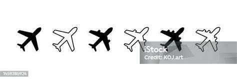 비행기 벡터 아이콘 세트입니다 선형 비행 전송 기호입니다 여행 개념 그림 개념에 대한 스톡 벡터 아트 및 기타 이미지 개념 개인 비행기 거미줄 Istock