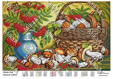Схема для повної зашивки бісером — Корзина грибів А3 продаж ціна у Маріуполі Бісерне