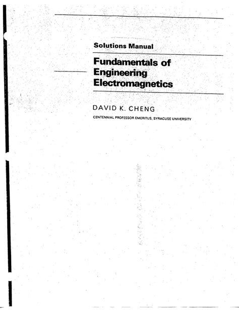 David K Cheng Solutions Manual Fundamentals Of Engineering Electromagnetics Electricidad Y
