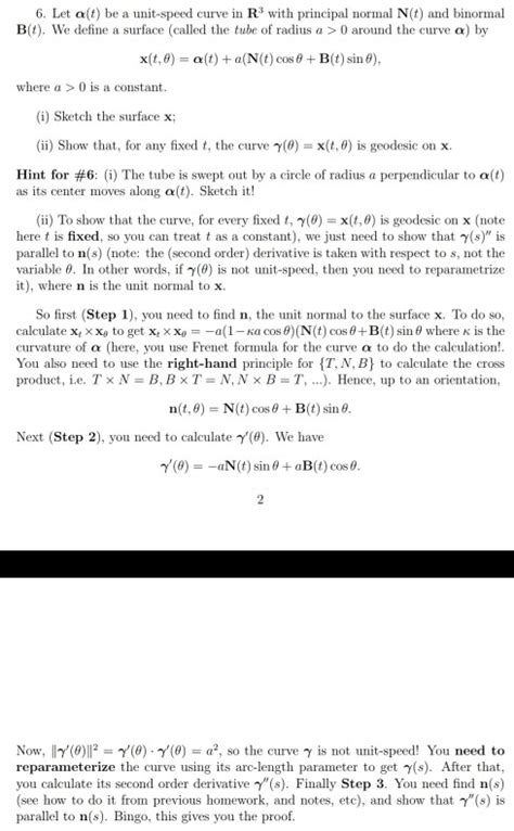 6 Let α t be a unit speed curve in R3 with Chegg com