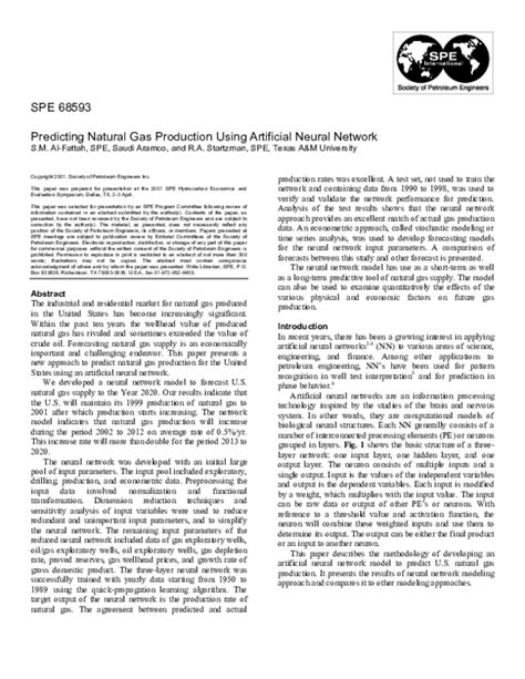 Pdf Predicting Natural Gas Production Using Artificial Neural Network
