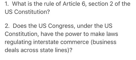 Solved 1 What Is The Rule Of Article 6 Section 2 Of The Us