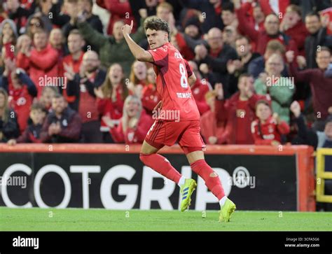 Aberdeens Dante Polvara Celebrates After Scoring His Sides First Goal During The Uefa Europa