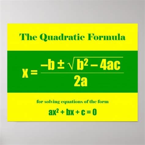 Quadratic Formula Poster Zazzle