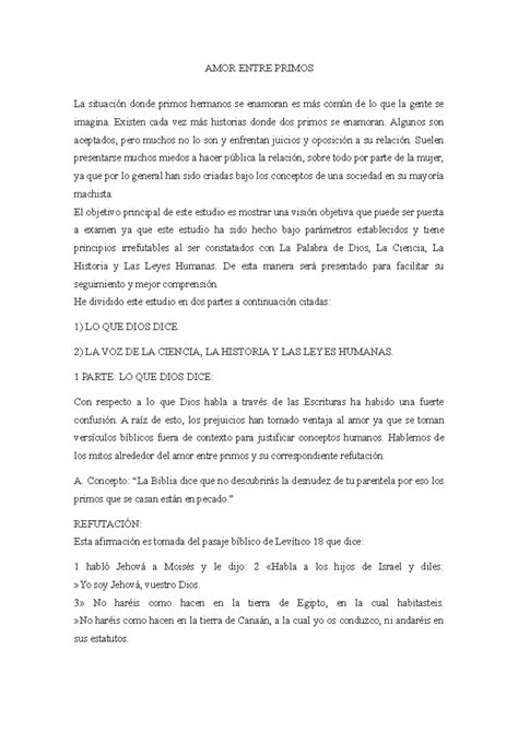 Amor Entre Primos Literatua Amor Entre Primos La Situación Donde