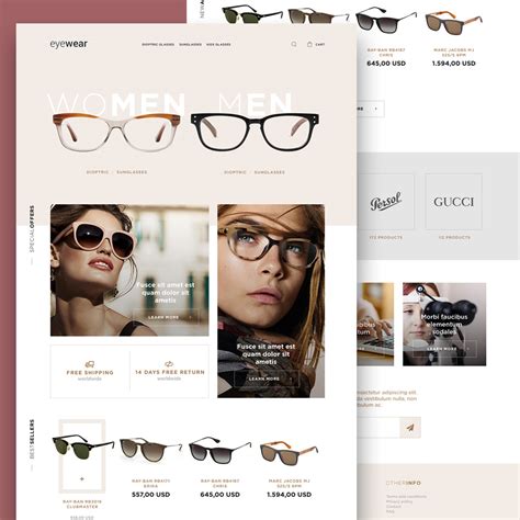 Eyewear Sunglasses Store Website Template Free Psd Download Psd