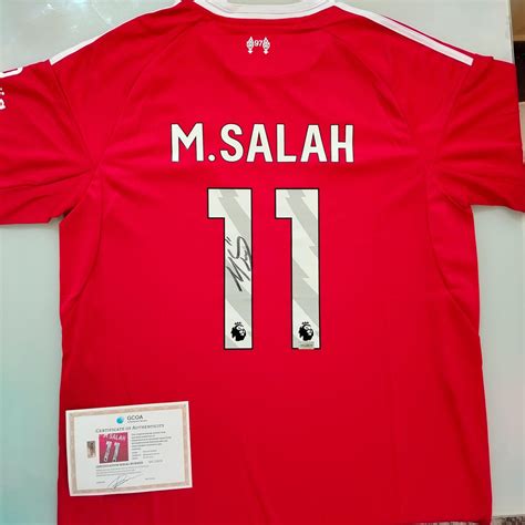 Mohamed Salah 11 Liverpool Fc Signed Autographed Home Jersey Red With
