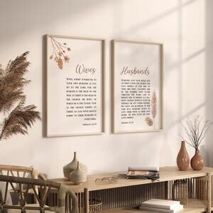 Ephesians 5 22 28 Wives And Husbands Bible Verse Set Of 2 Boho Wall Art
