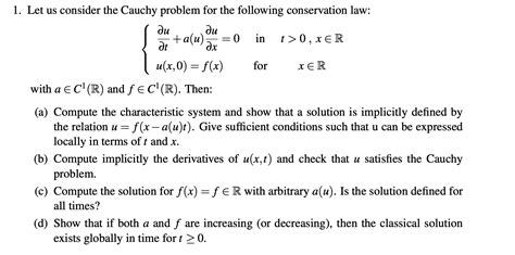 Solved 1 Let Us Consider The Cauchy Problem For The