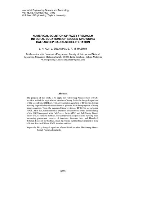 Pdf Numerical Solution Of Fuzzy Fredholm Integral Equations Of Second