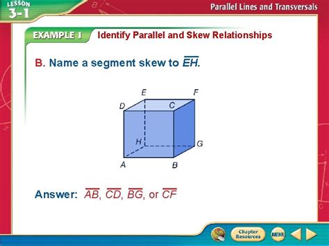 Parallel Lines Skew Lines Parallel Planes Transversal Interior