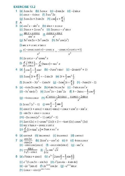 Answer Of Differentiation Of Trig Function Studocu