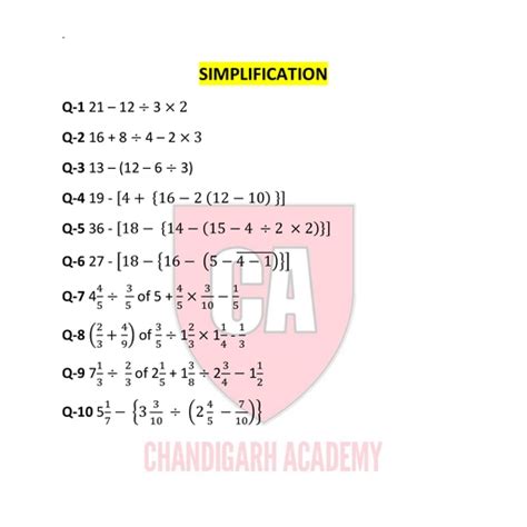 Simplification Ex 1 Maths Notes Teachmint