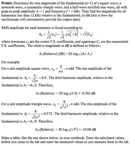 solved prelab determine the rms magnitude of the