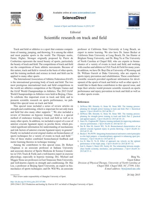 Scientific Research On Track And Field Pdf Track And Field