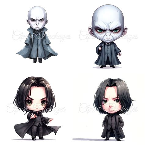 Chibi Wizard School Clipart Watercolor Cute Witch Illustration Sticker Use Kawaii Wizarding