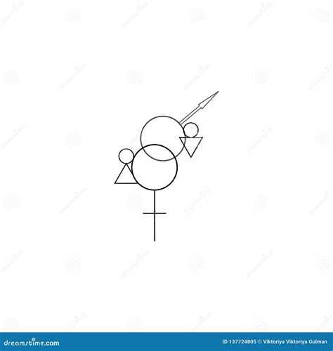 Biological Symbols Of Male And Female Showing Sexology Thin Black Line On White Background