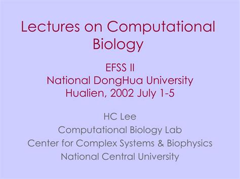 PPT Lectures On Computational Biology PowerPoint Presentation Free