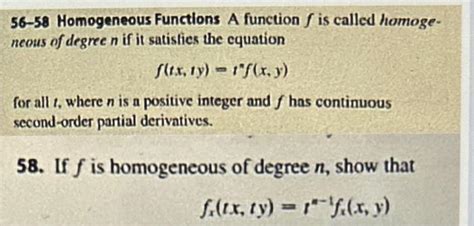 Solved 56 58 Homogeneous Functions A Function F Is Called